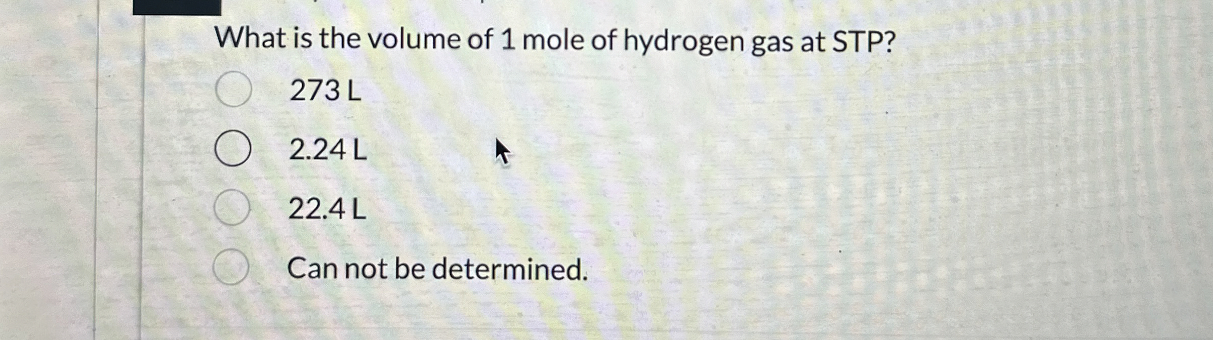 Solved What is the volume of 1 ﻿mole of hydrogen gas at | Chegg.com
