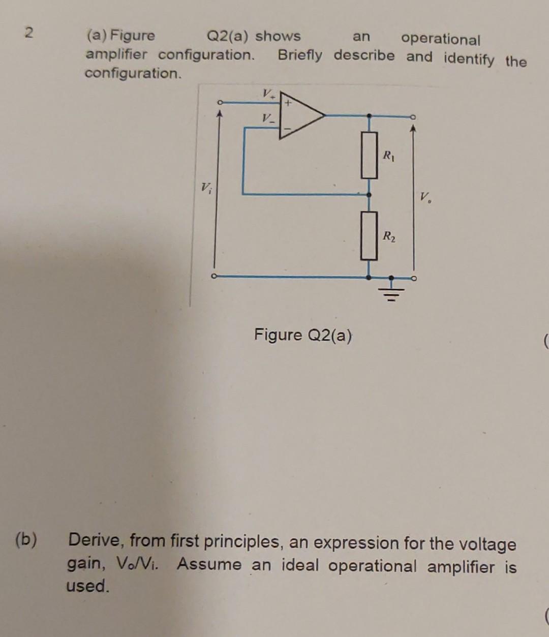 Solved 2 (a) Figure Q2(a) shows an operational amplifier | Chegg.com