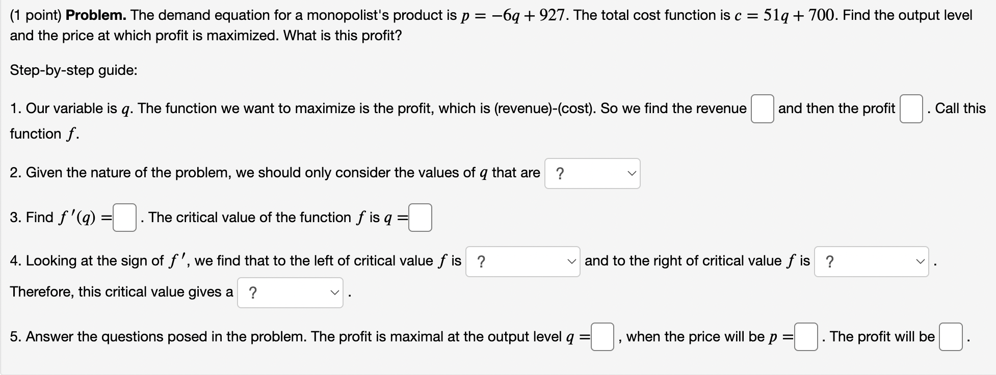 Solved (1 ﻿point) ﻿Problem. The demand equation for a | Chegg.com