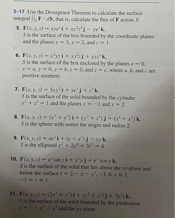 Solved 5-17 Use the Divergence Theorem to calculate the | Chegg.com
