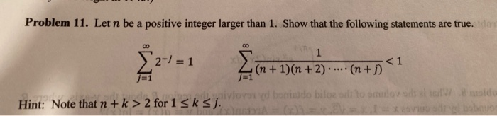 Solved Problem 11. Let n be a positive integer larger than | Chegg.com