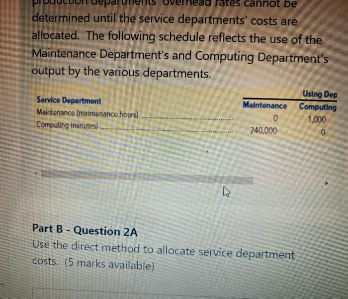 Part B - Question 2 Use the following information to | Chegg.com