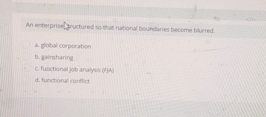 Solved An enterprise Siructured so that national boundaries | Chegg.com