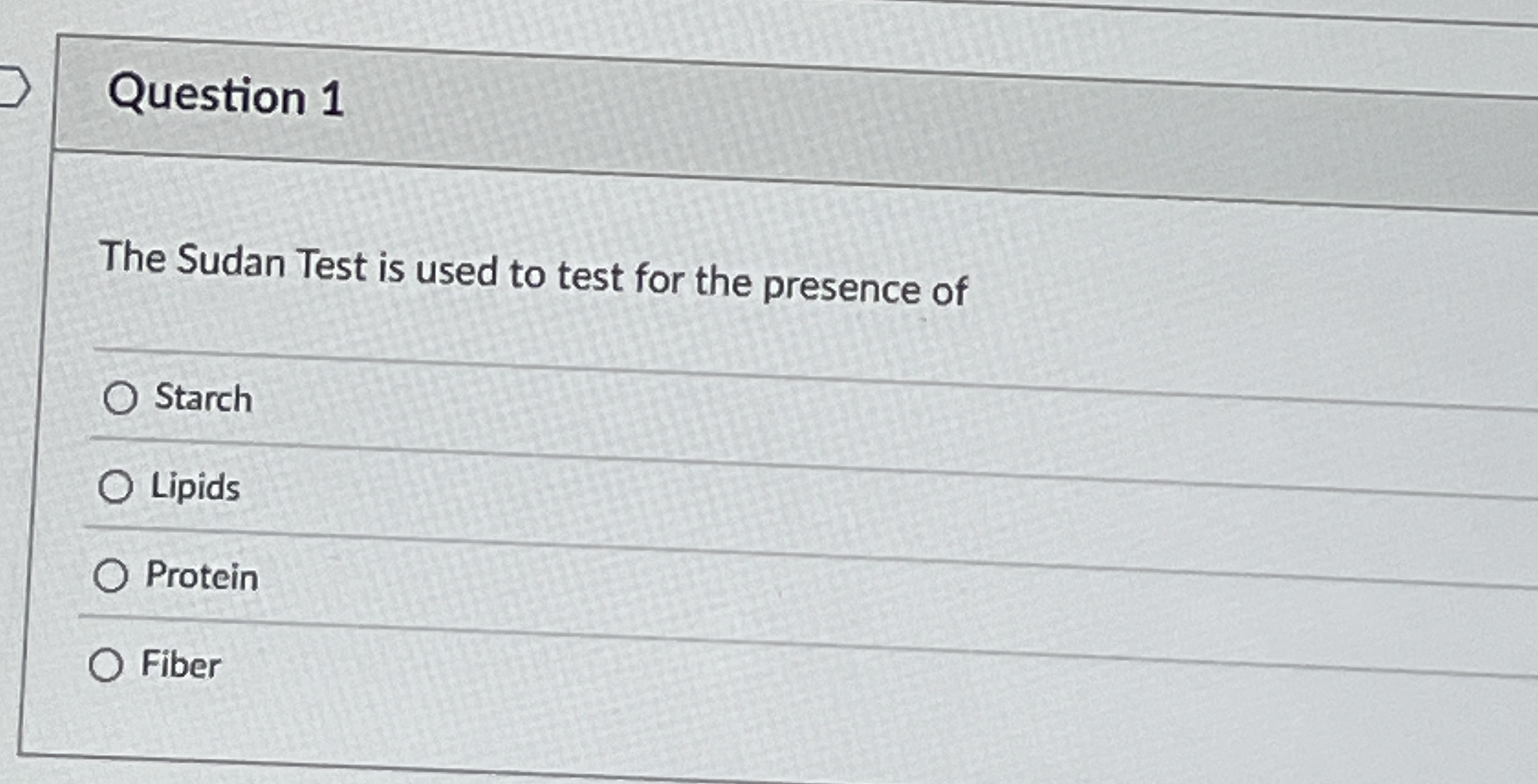 Solved Question 1The Sudan Test is used to test for the | Chegg.com