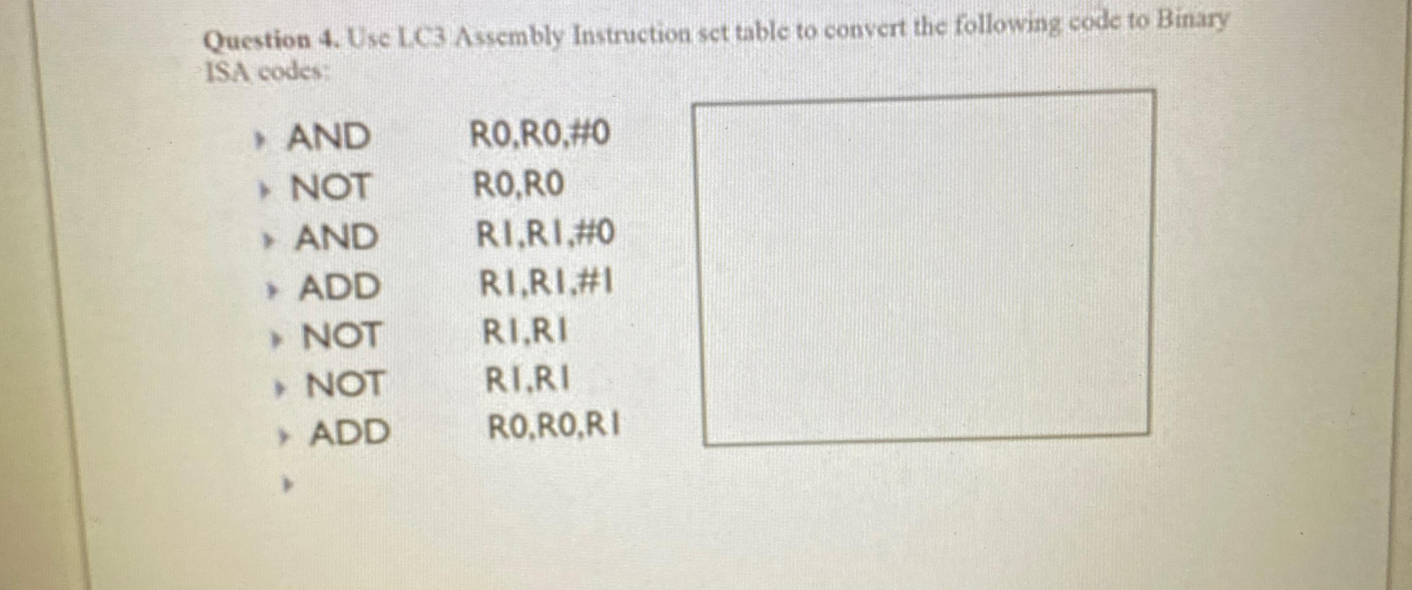 Solved Question 4. ﻿Use L.C3 ﻿Assembly Instruction set table | Chegg.com