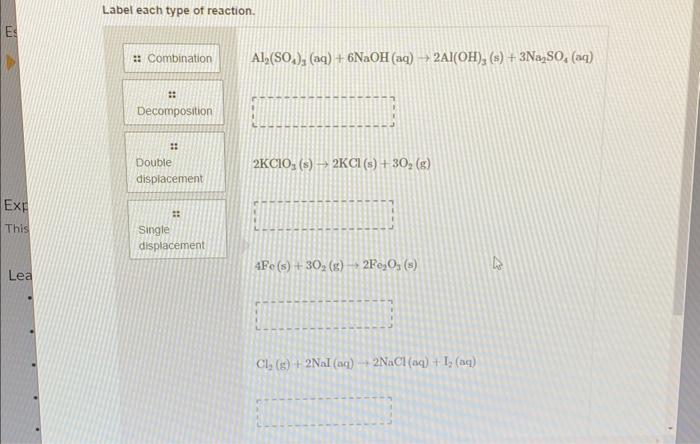 Solved Label each type of reaction. | Chegg.com