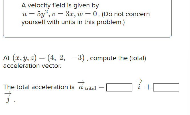 Solved At (x,y,z)=(4,2,-3), ﻿compute the (total)acceleration | Chegg.com
