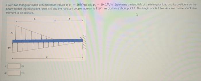 Solved Given two triangular loads with maximum values of | Chegg.com