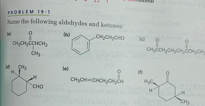 Solved Name the following aldehydes and ketones; (b) (e) | Chegg.com