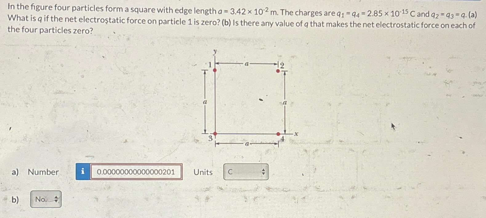 Solved In the figure four particles form a square with edge | Chegg.com