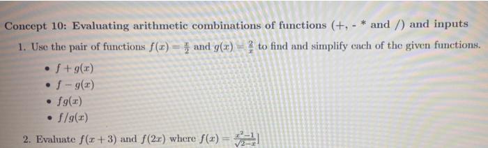 Solved Concept 10: Evaluating arithmetic combinations of | Chegg.com