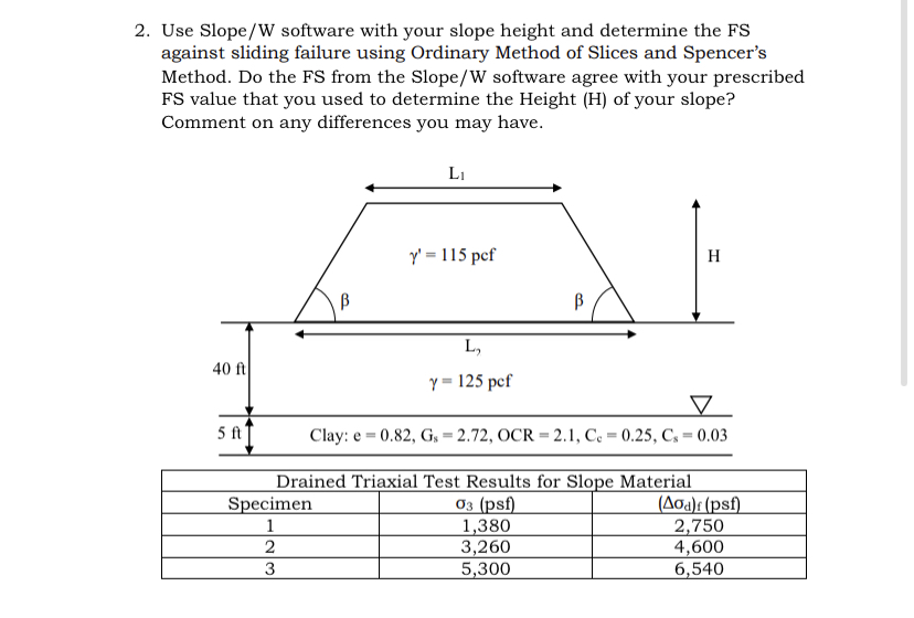 Solved Only question 2Determine the dimensions of the slope | Chegg.com