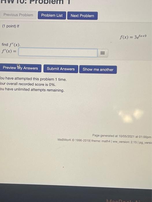 Solved HW10: Problem 1 Previous Problem Problem List Next | Chegg.com
