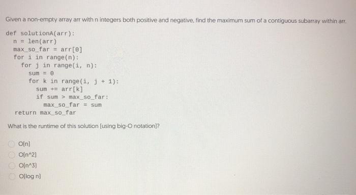 Solved Given a non-empty array art with integers both | Chegg.com