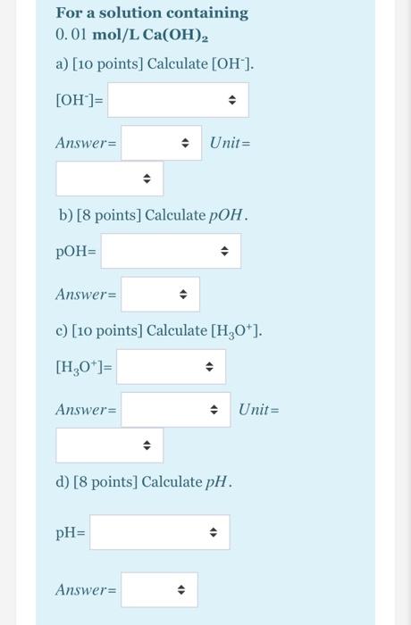 Solved Using the concentrations and pH values given in the | Chegg.com
