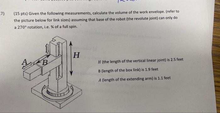 Solved (15 pts) Given the following measurements, calculate | Chegg.com