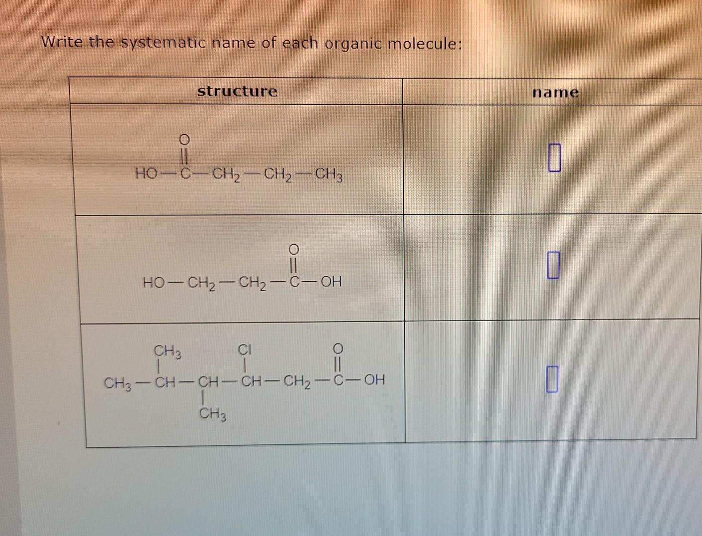Solved Write the systematic name of each organic molecule: | Chegg.com