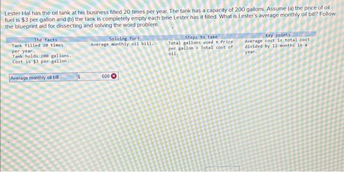 Solved Lester Hal has the oil tank at his business filled 20 | Chegg.com