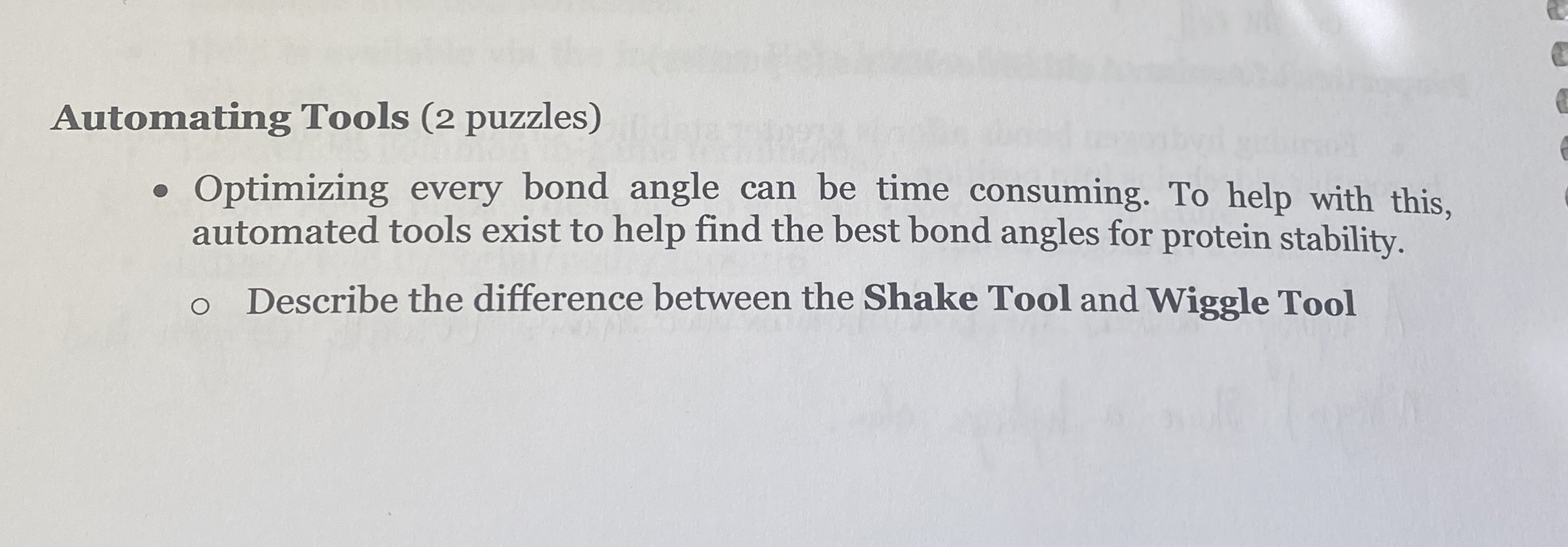Solved Automating Tools (2 ﻿puzzles)Optimizing every bond | Chegg.com