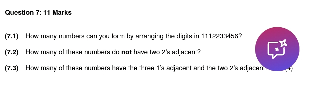 Solved Question 7: 11 ﻿Marks(7.1) ﻿How many numbers can you | Chegg.com