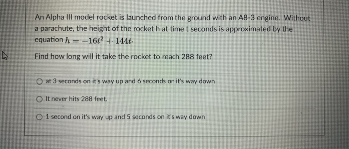 Solved An Alpha Ill model rocket is launched from the ground | Chegg.com