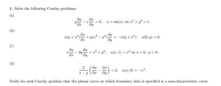 Solved 1. Solve the following Cauchy problems: (a) | Chegg.com