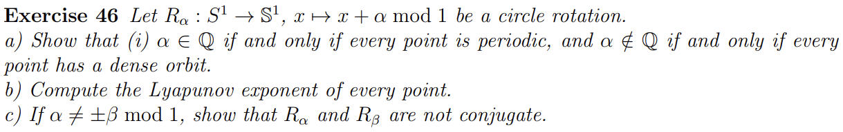 Solved Let Rα: S1→S1,x|→x+α ﻿mod 1 ﻿be a circle rotation.a) | Chegg.com