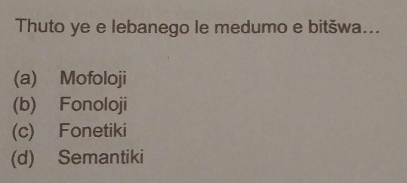 Thuto ye e lebanego le medumo e bitšwa... (a) | Chegg.com