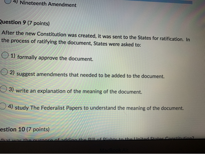 Solved Nineteenth Amendment Question 9 (7 points) After the | Chegg.com