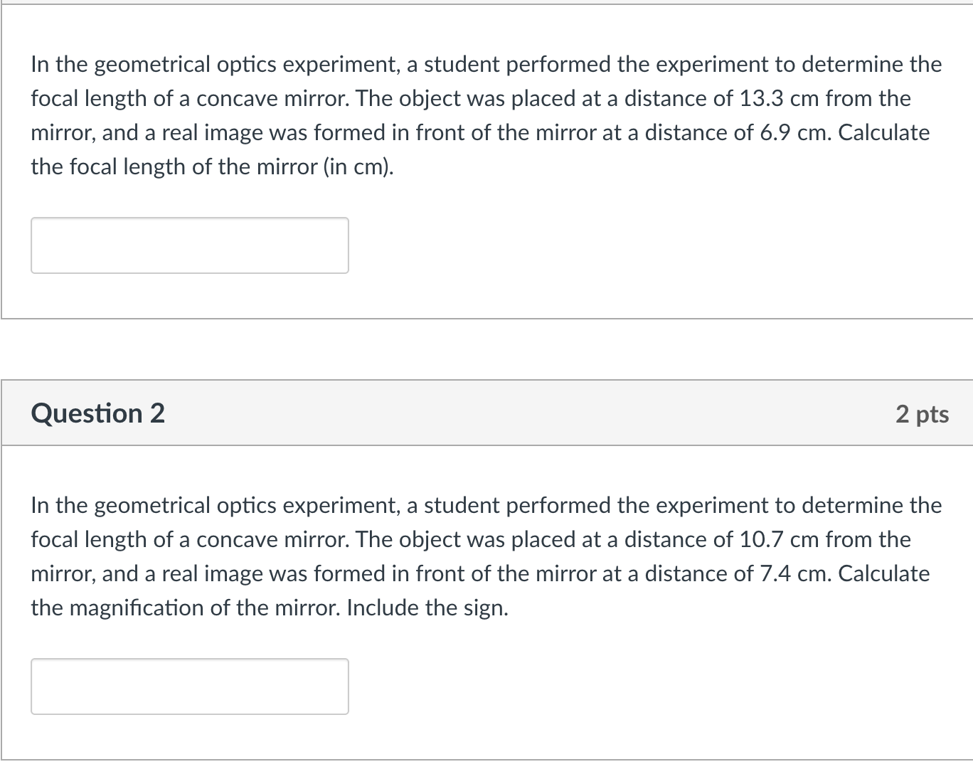 Solved In the geometrical optics experiment, a student | Chegg.com