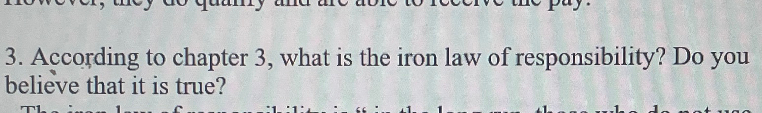 Solved According to chapter 3 , ﻿what is the iron law of | Chegg.com