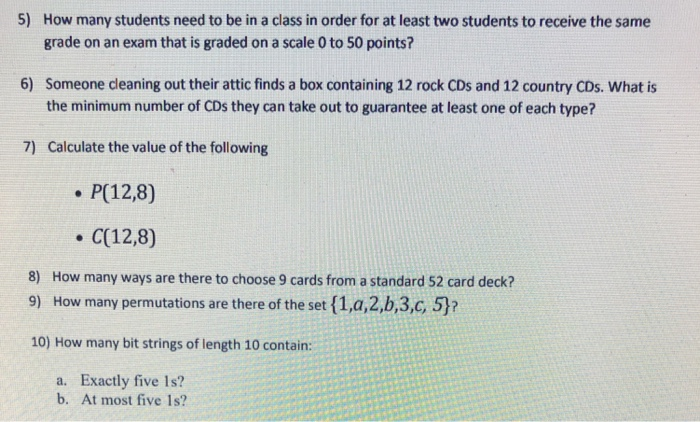 Solved 5) How many students need to be in a class in order | Chegg.com
