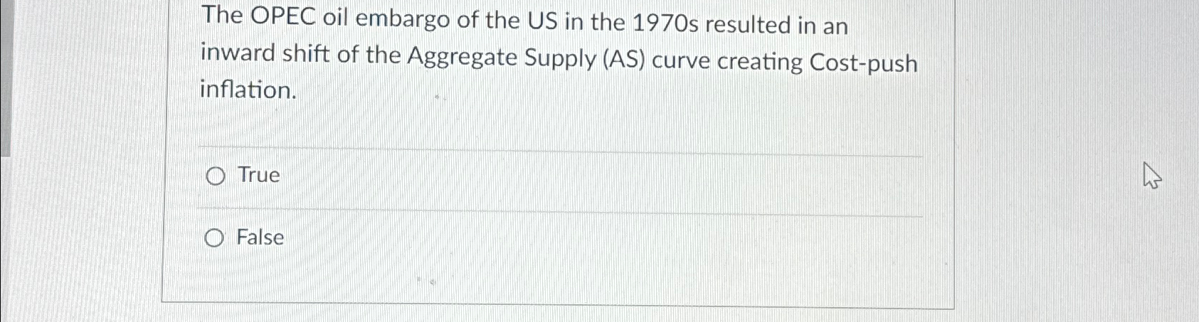 Solved The OPEC oil embargo of the US in the 1970 ﻿s | Chegg.com