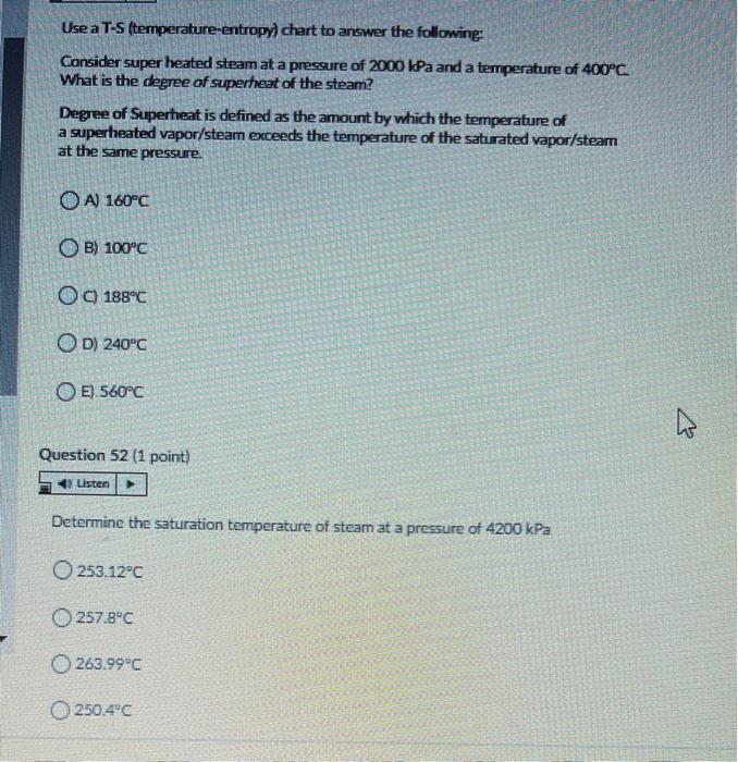 Solved Use a T-S (temperature-entropy) chart to answer the | Chegg.com