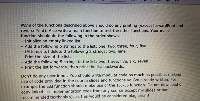 Solved Doubly Linked List Write a C program which meets the | Chegg.com