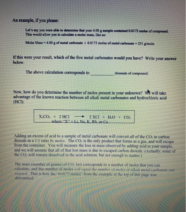 Solved Chemistry 110 Laboratory Name That Carbonate! | Chegg.com