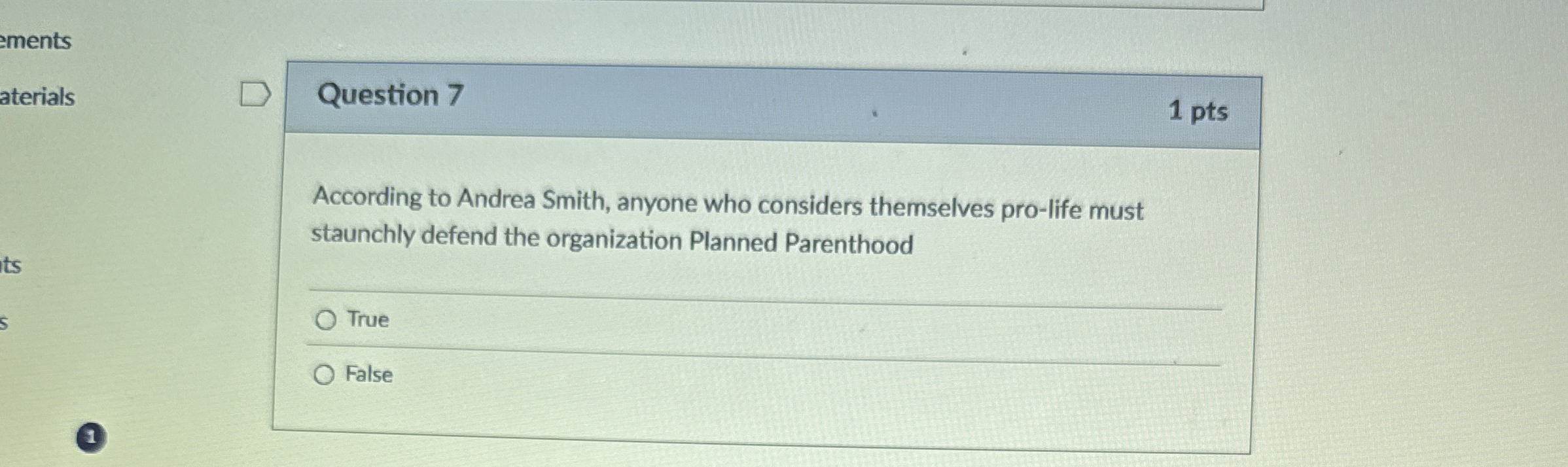 Solved ementsaterialsQuestion 71 ﻿ptsAccording to Andrea | Chegg.com