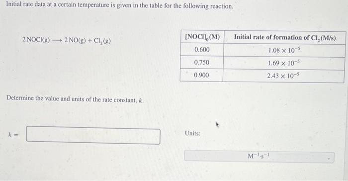 Solved Initial Rate Data At A Certain Temperature Is Given