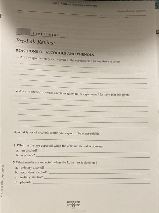 Solved Lab 3 Reactions of Akoen and pero EXPERIMENT Pre-Lab | Chegg.com