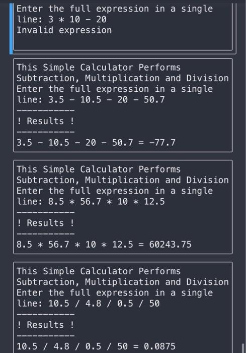 Solved Write a program that reads the expression as one line | Chegg.com
