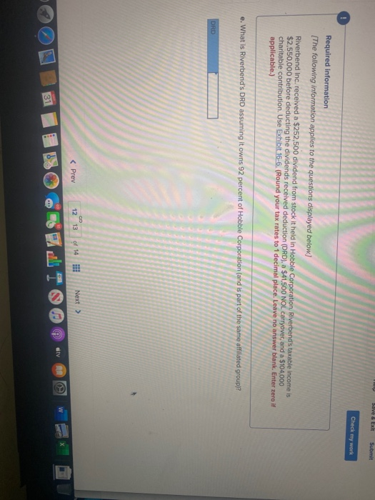Solved Save & Exit Submit Check my work Required information | Chegg.com