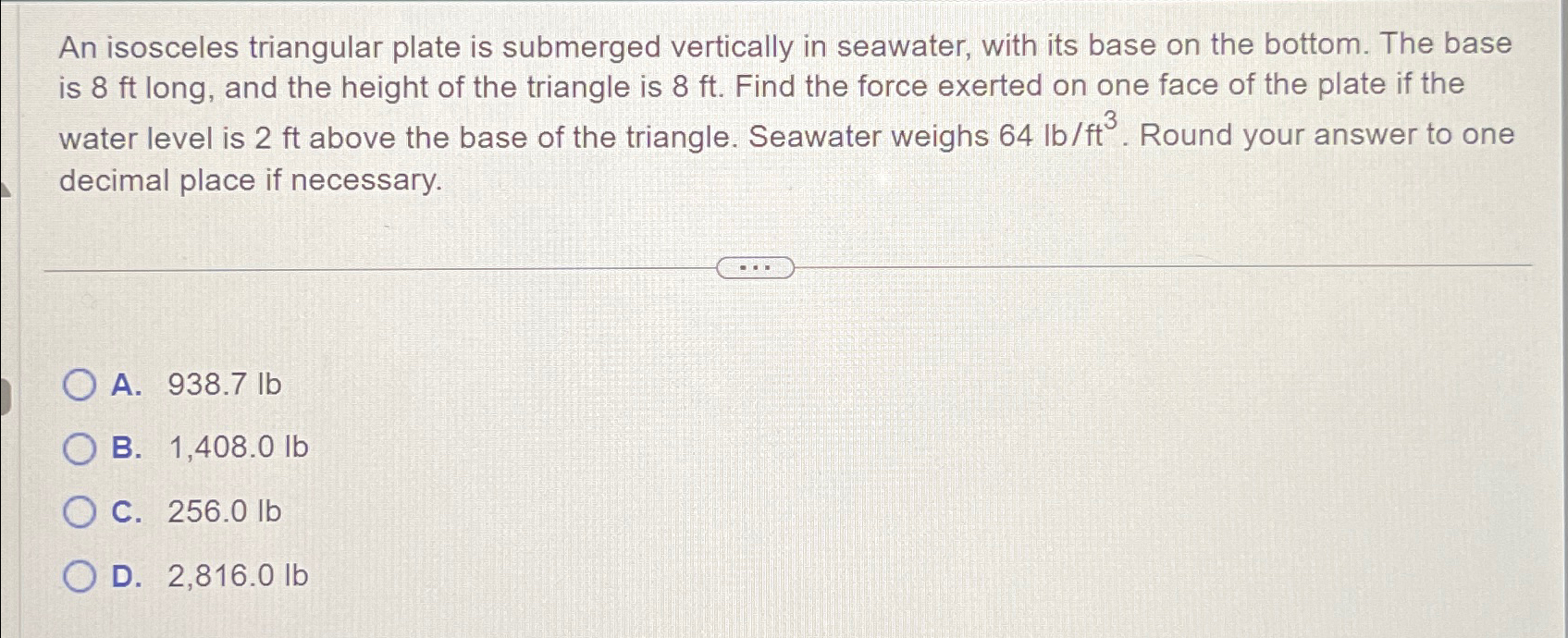 Solved An isosceles triangular plate is submerged vertically | Chegg.com