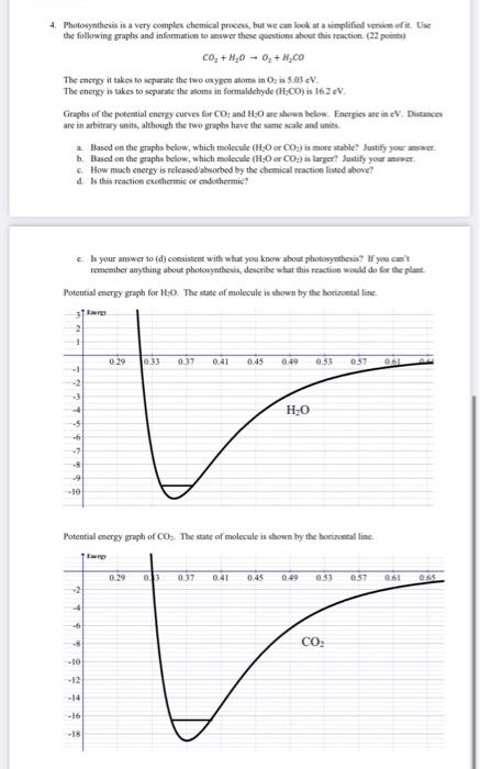 4. Photosynthesis is a very complex chemical process, | Chegg.com