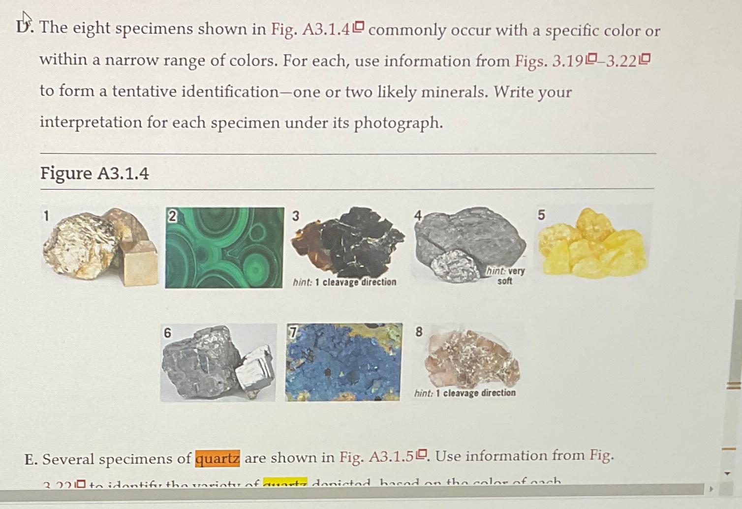 Solved D. ﻿The eight specimens shown in Fig. A3.1.4 | Chegg.com