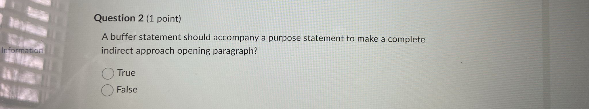 Solved Question 2 (1 ﻿point)A buffer statement should | Chegg.com