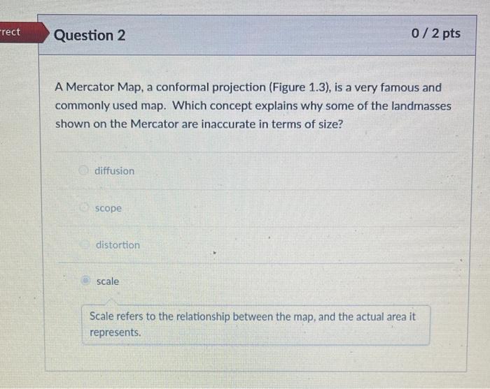 Solved A Mercator Map, a conformal projection (Figure 1.3), | Chegg.com