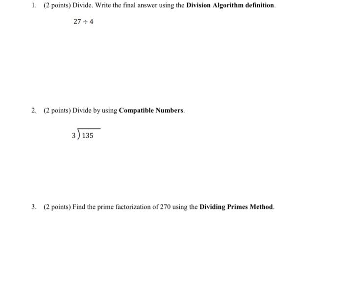 Solved division facr family division algorithm prime | Chegg.com