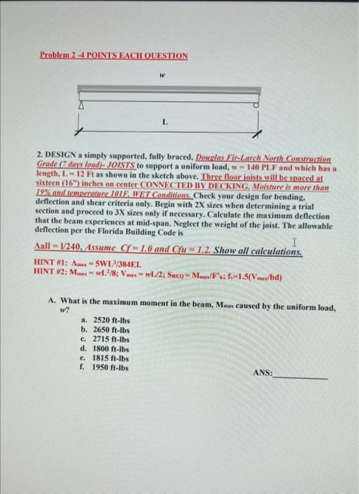 Solved Problem 2-4 POINTS EACHOUFSTION 2. DESIGN a simply | Chegg.com