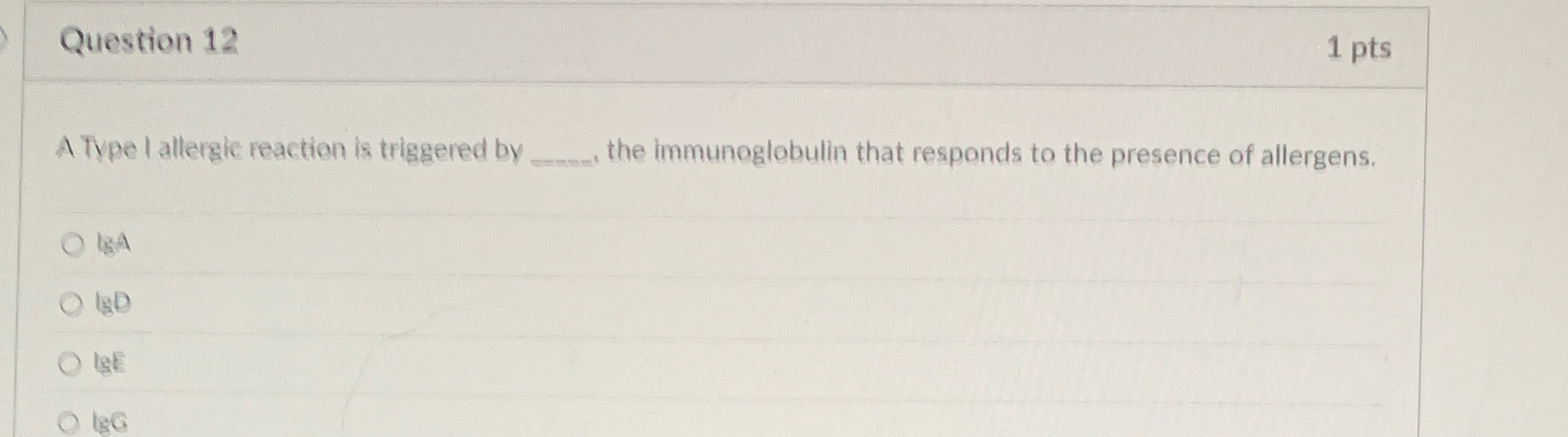 Solved Question 121 ﻿ptsA Type I allergic reaction is | Chegg.com
