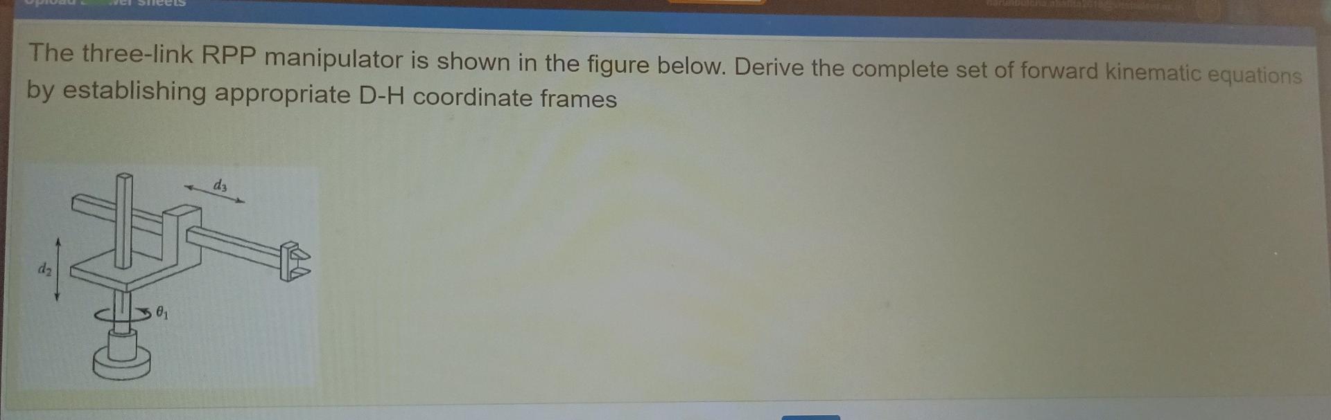 Solved The three-link RPP manipulator is shown in the figure | Chegg.com